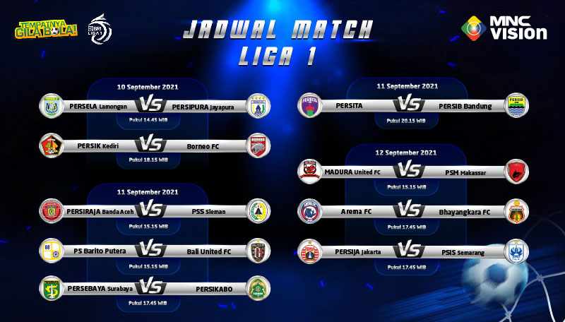 Jadwal Lengkap BRI Liga 1 Pekan Kedua, 10 sampai 12 September 2021